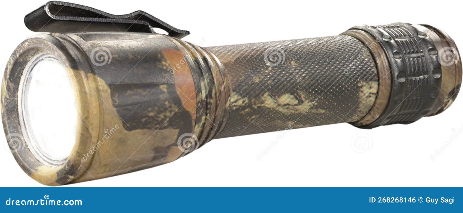 Isolated Waterproof Flashlight that is Turned on Stock Photo - Image of ...