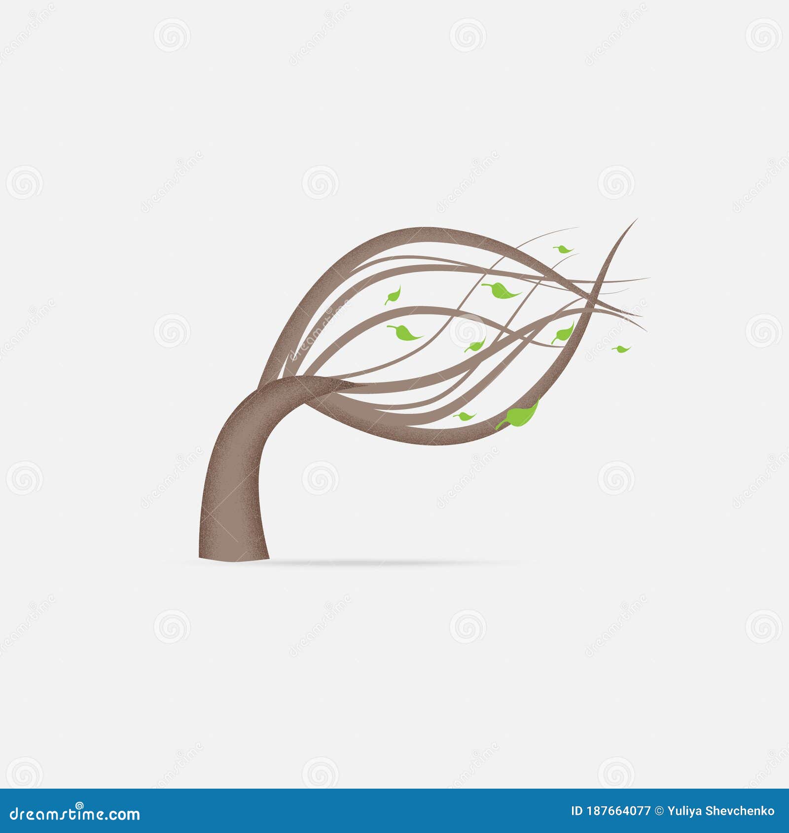 Isolated Weather Icon of Tree Bent with Wind Stock Illustration ...