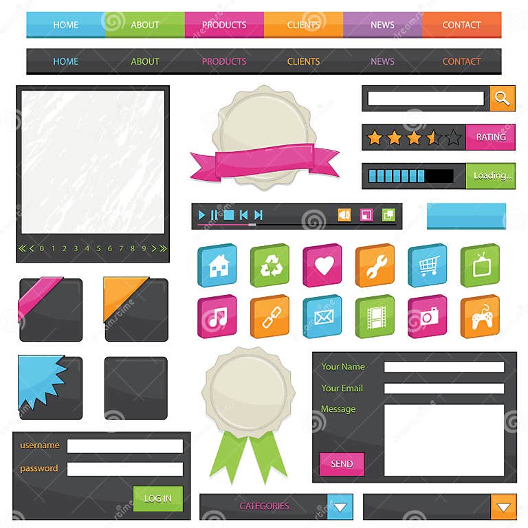 Isolated web objects stock vector. Illustration of strip - 18548881