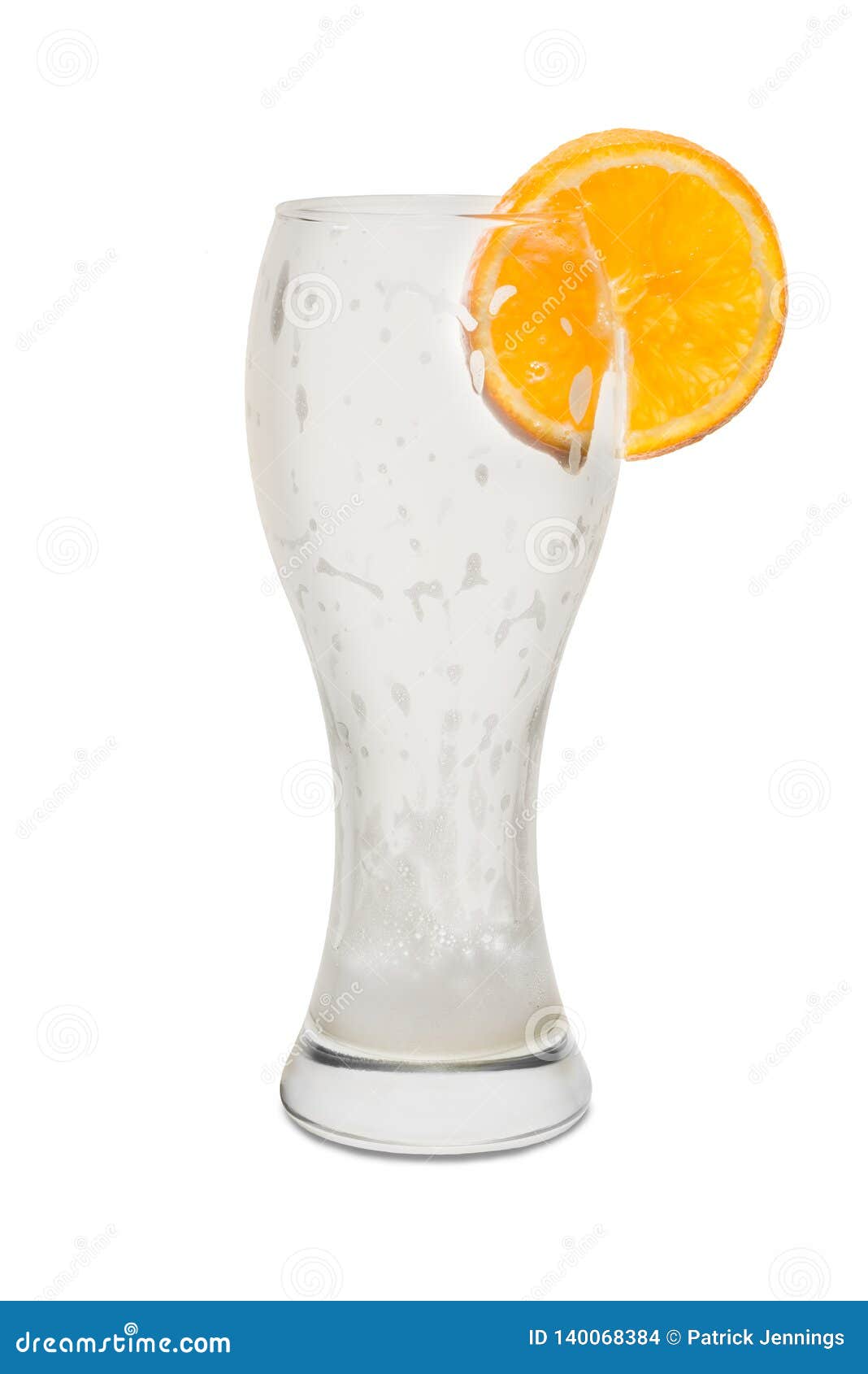Isolated Wheat Beer, Empty with Orange Slice Stock Photo - Image of ...