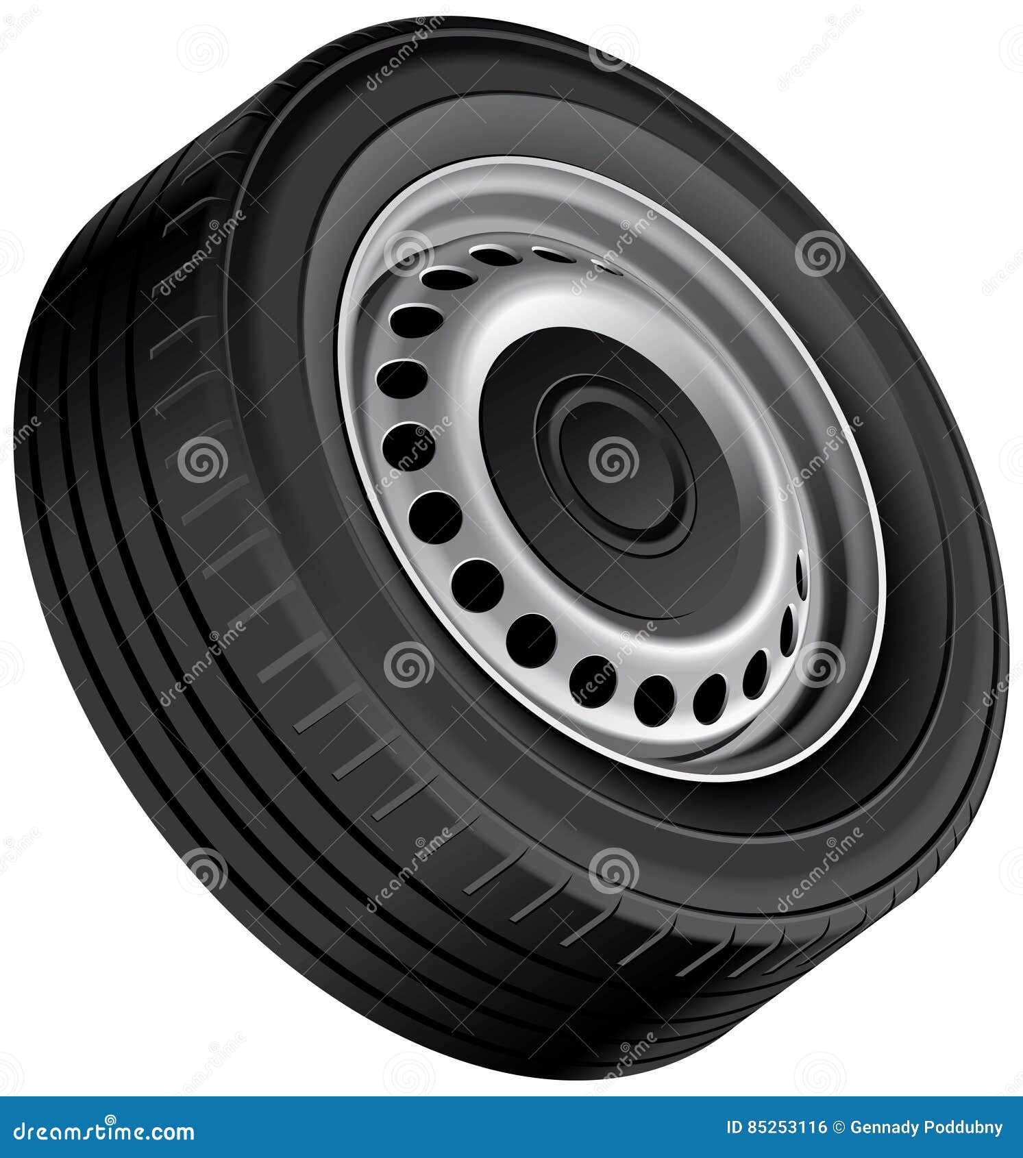 Wheel With Pressed Steel Disc Cartoon Vector | CartoonDealer.com #91515951