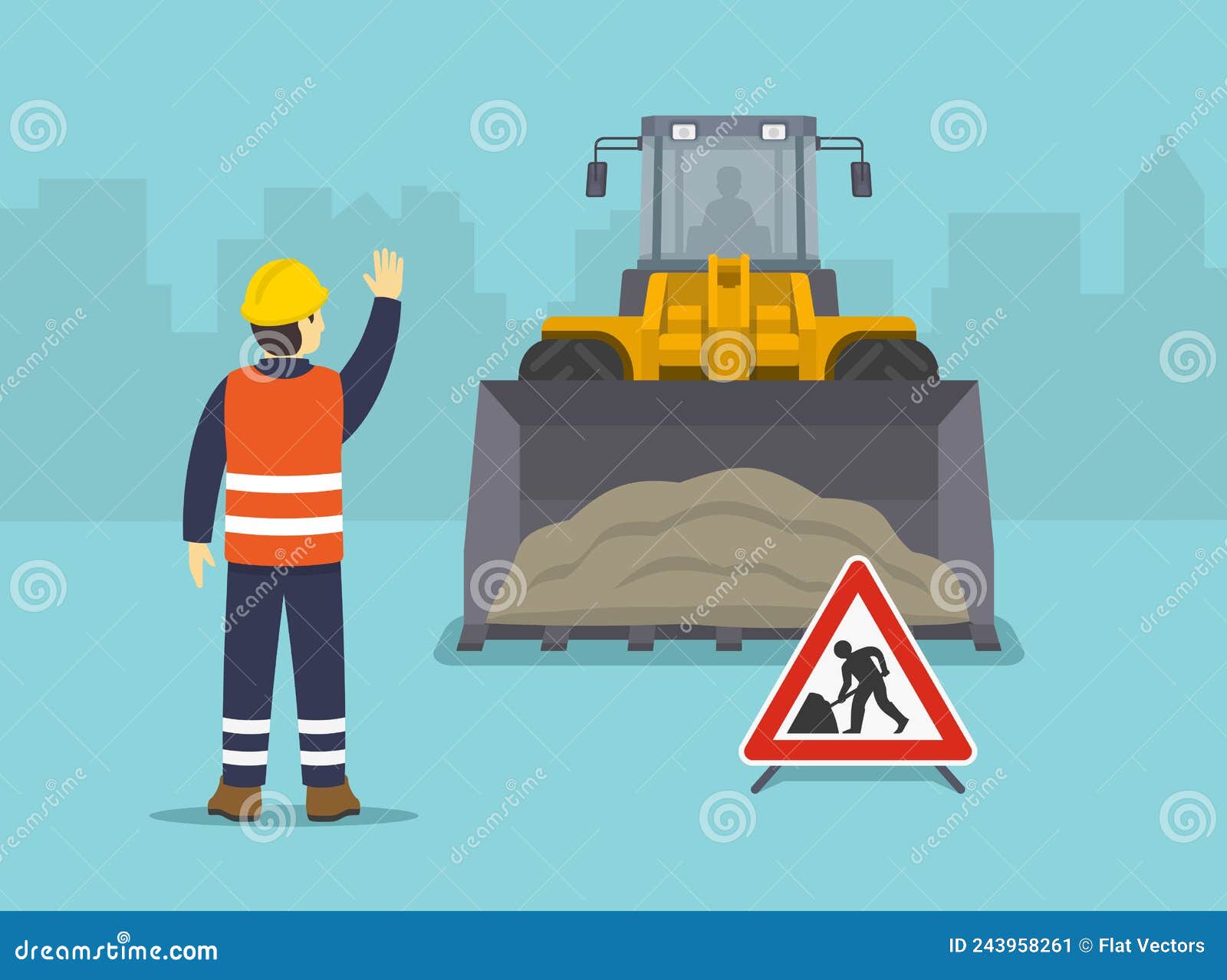 Isolated Wheel Loader Clearing the Surface at Earthmoving and Road ...