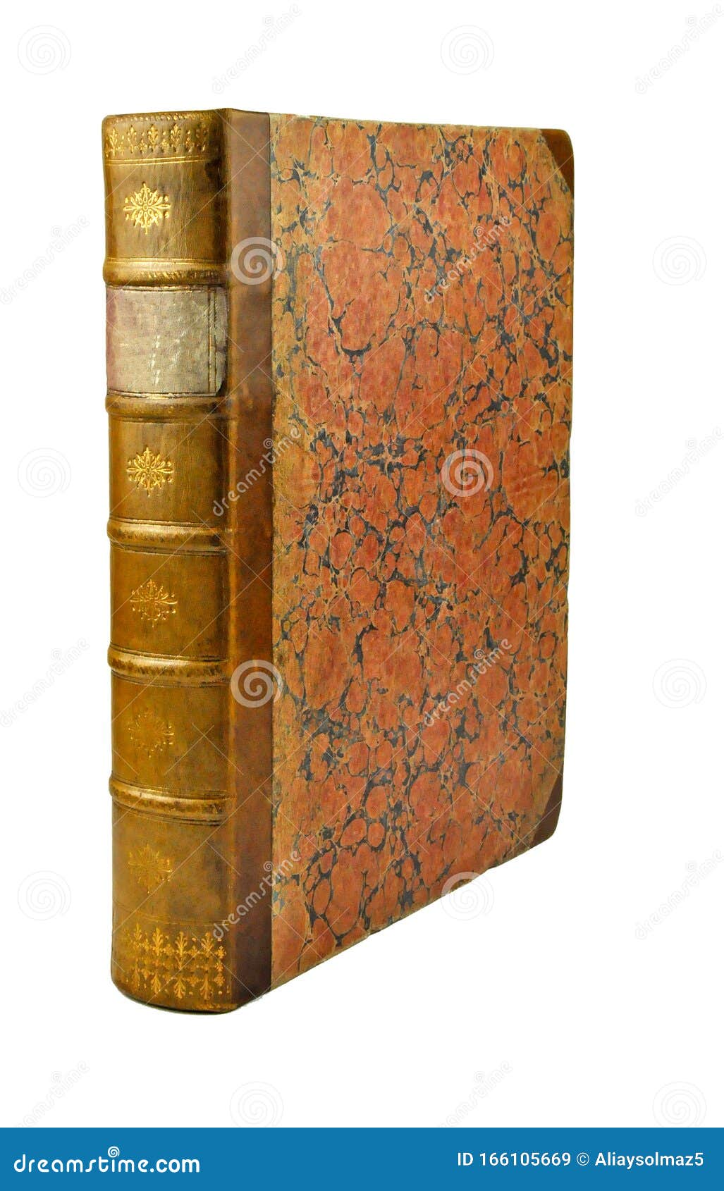 Isolated White Background, Antique Book Side View Stock Image - Image ...