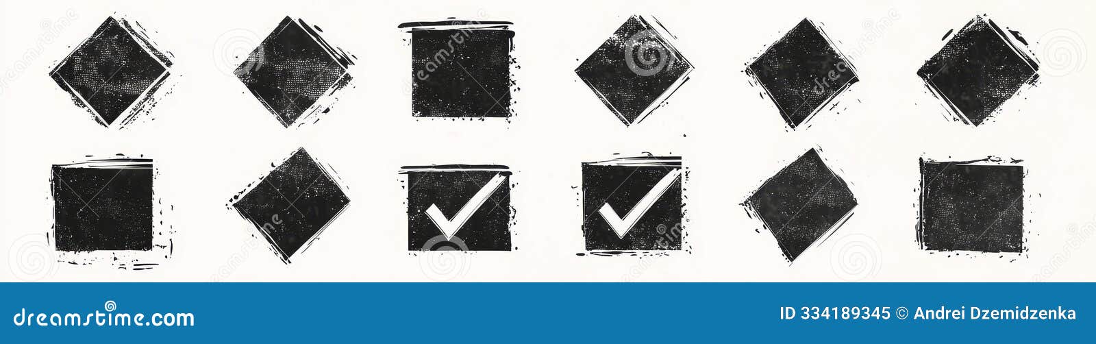 Isolated on White Background, Black Grunge Check Mark. Checklist Marks ...