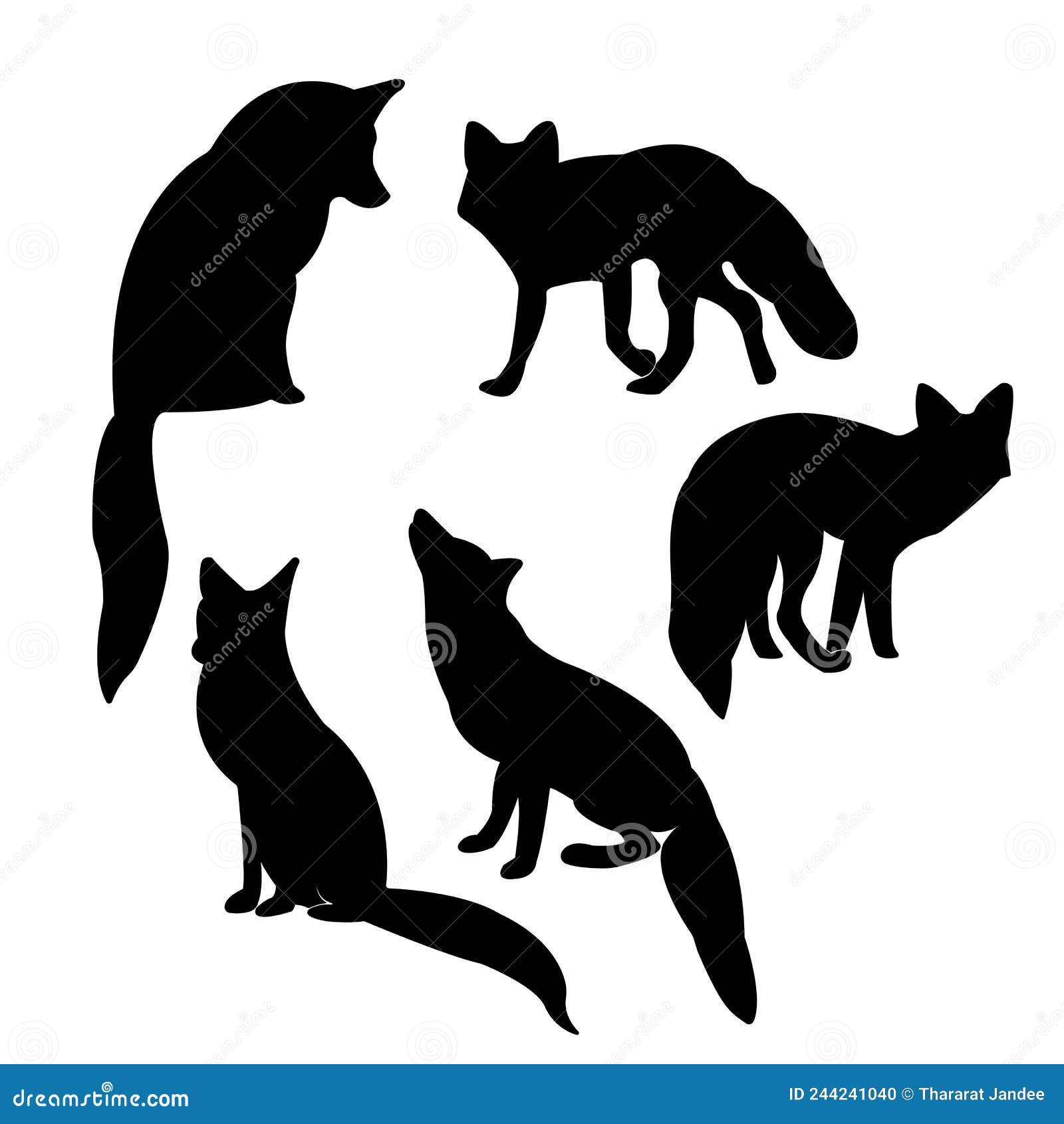Isolated on a White Background, a Collection 4 of Fox Vector ...