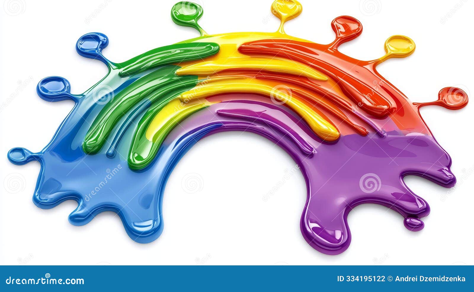 Isolated on a White Background, a Colorful Rainbow Paint Brush Stroke ...