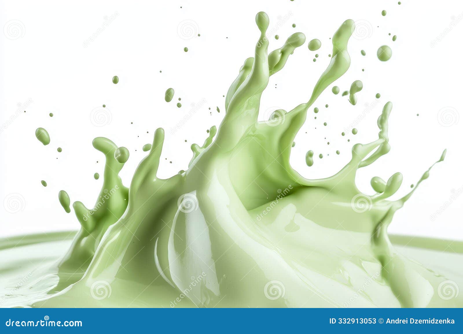 Isolated on a White Background, a Green Liquid Stream in the Shape of a ...