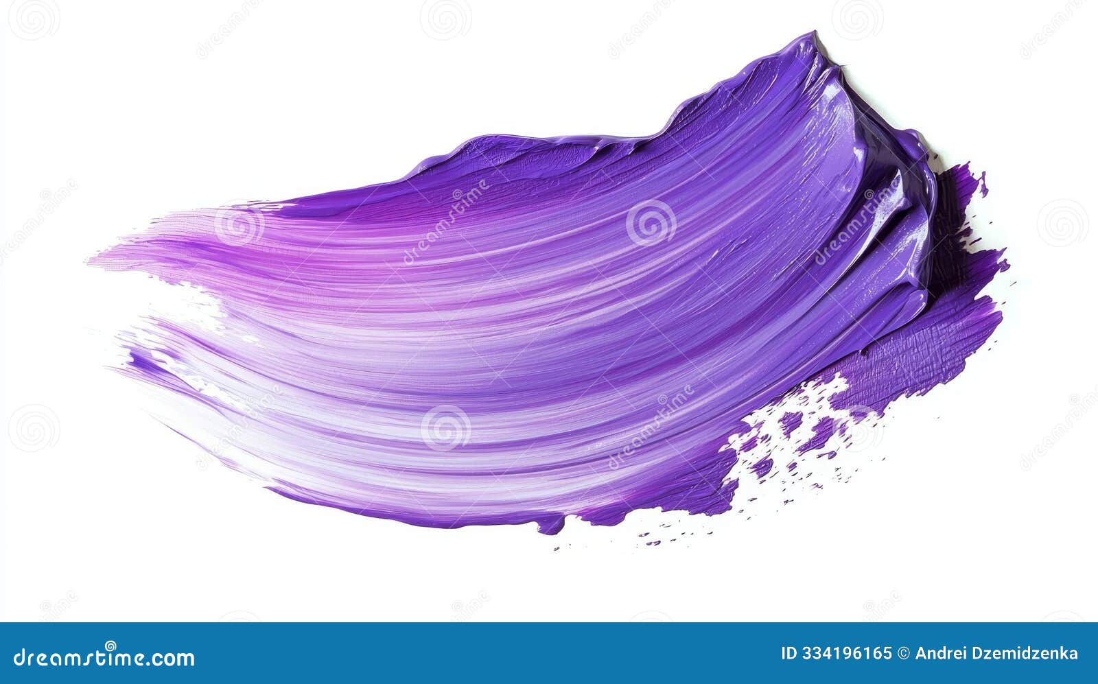 Isolated on White Background, Hand Painted Stroke of Purple Paint Brush ...