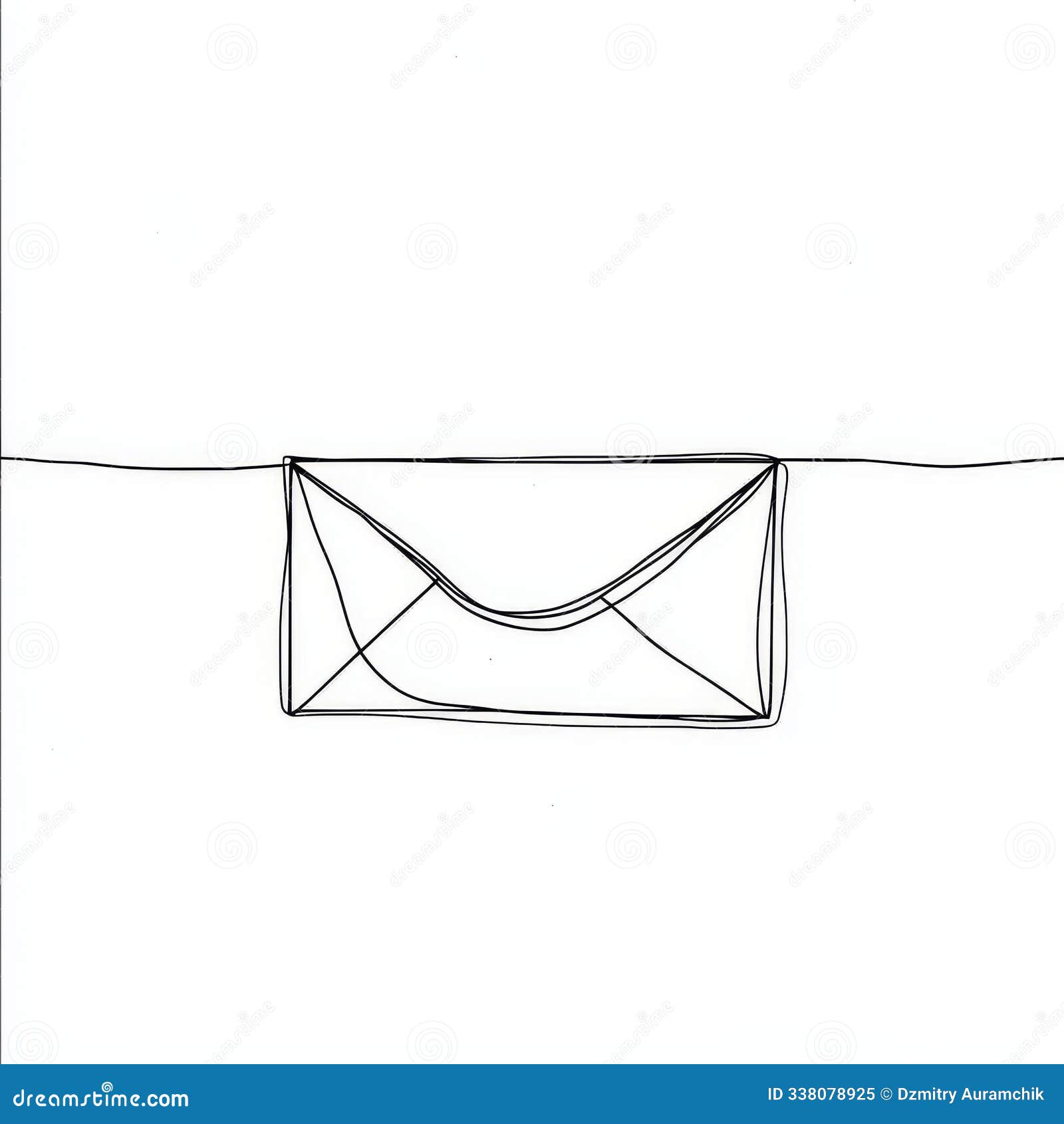 Isolated on White Background, One Continuous Line Drawing of an Email ...