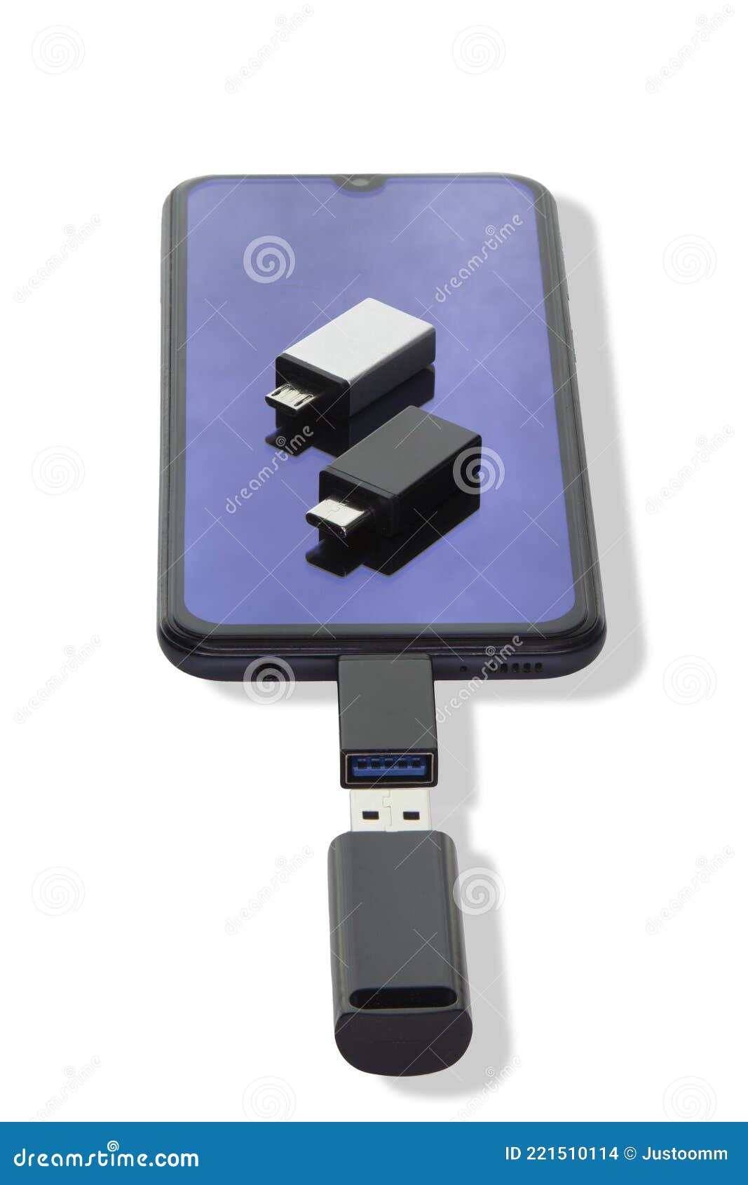 Isolated on a White Background Phone or Smartphone with USB OTG Data ...