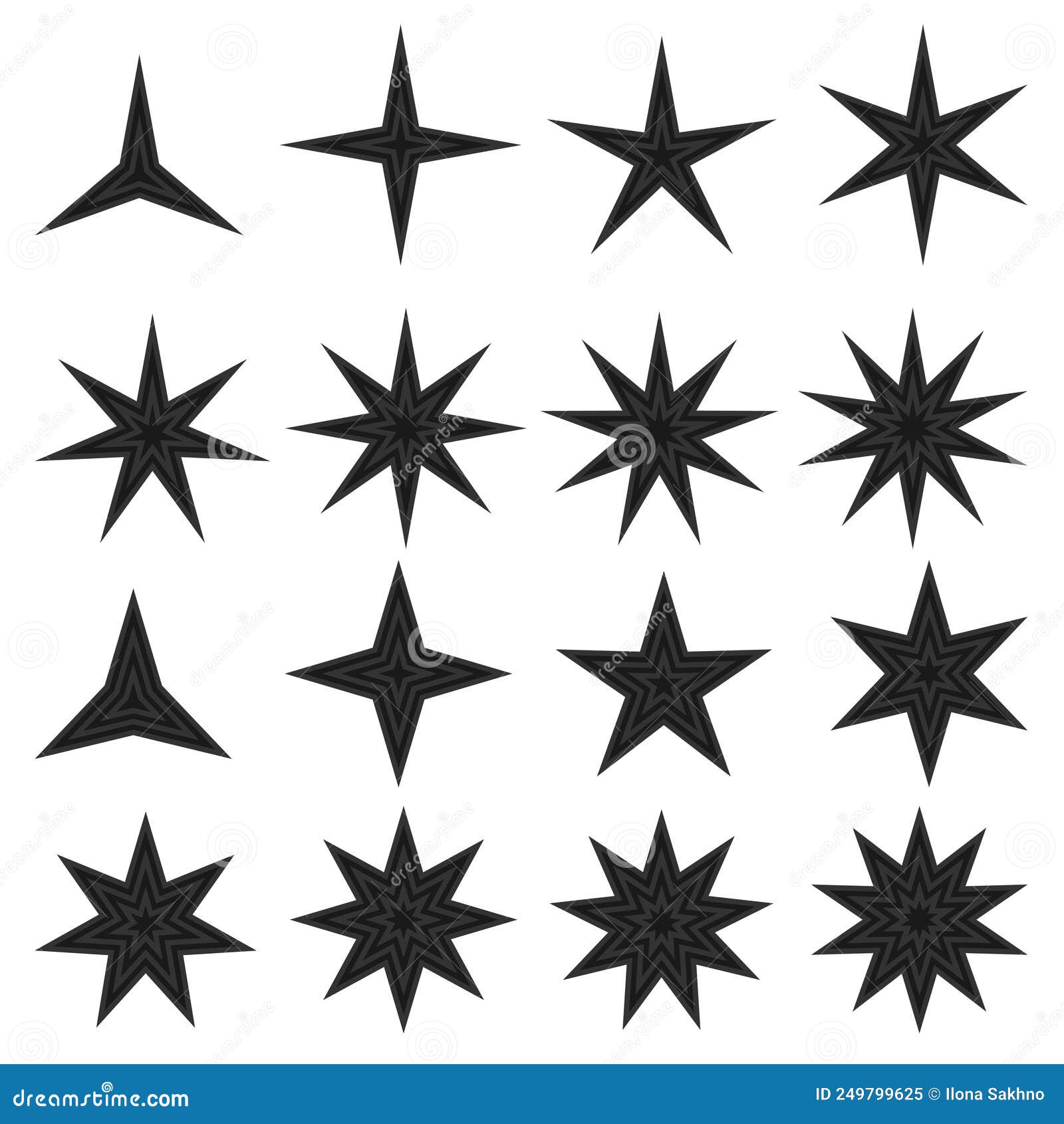 Isolated on a White Background Set Fo Star Symbols. Stock Vector ...