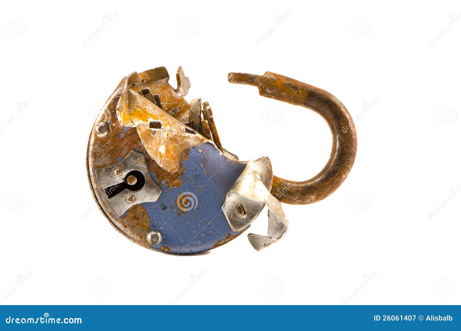 Isolated on White Broken Old Lock Stock Image - Image of protection ...