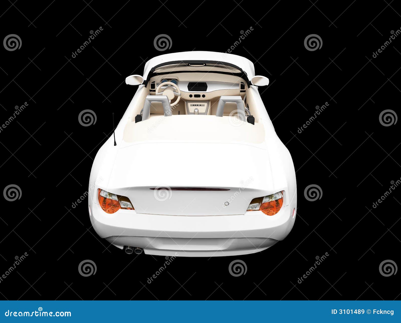 Isolated White Car Back View Stock Illustration - Illustration of black ...