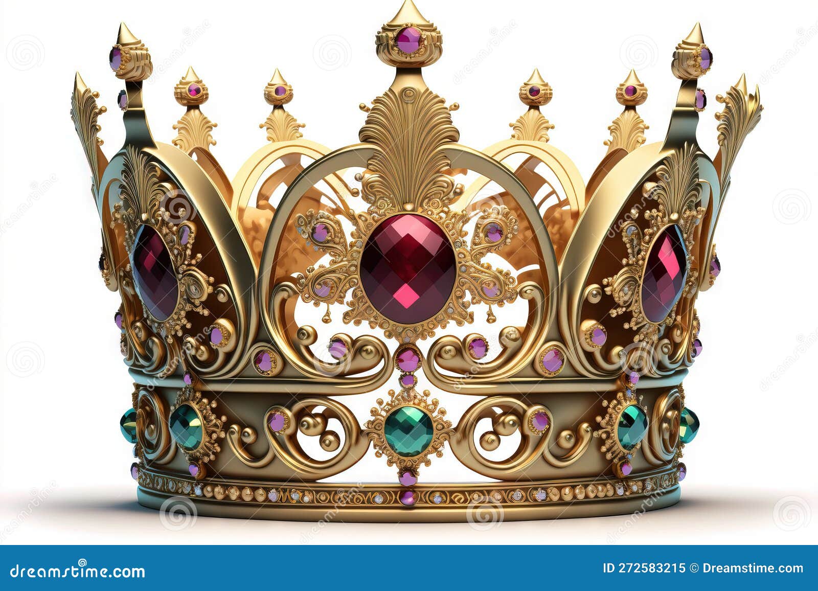 On White, a Gold Crown with Gems Stock Illustration - Illustration of ...