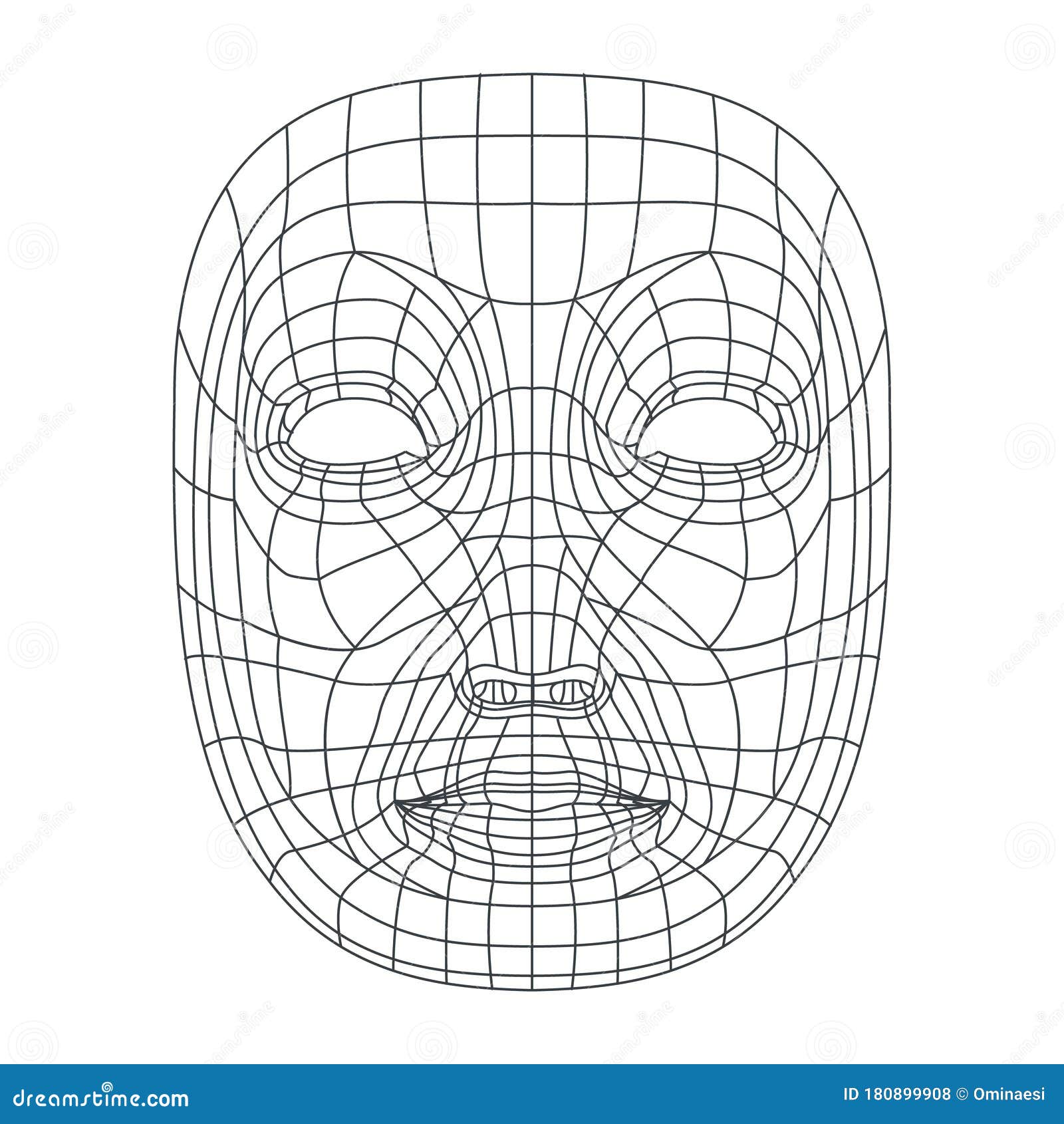 Isolated on White Human Face Mesh 3d Modeling Recognition Head Scan ...
