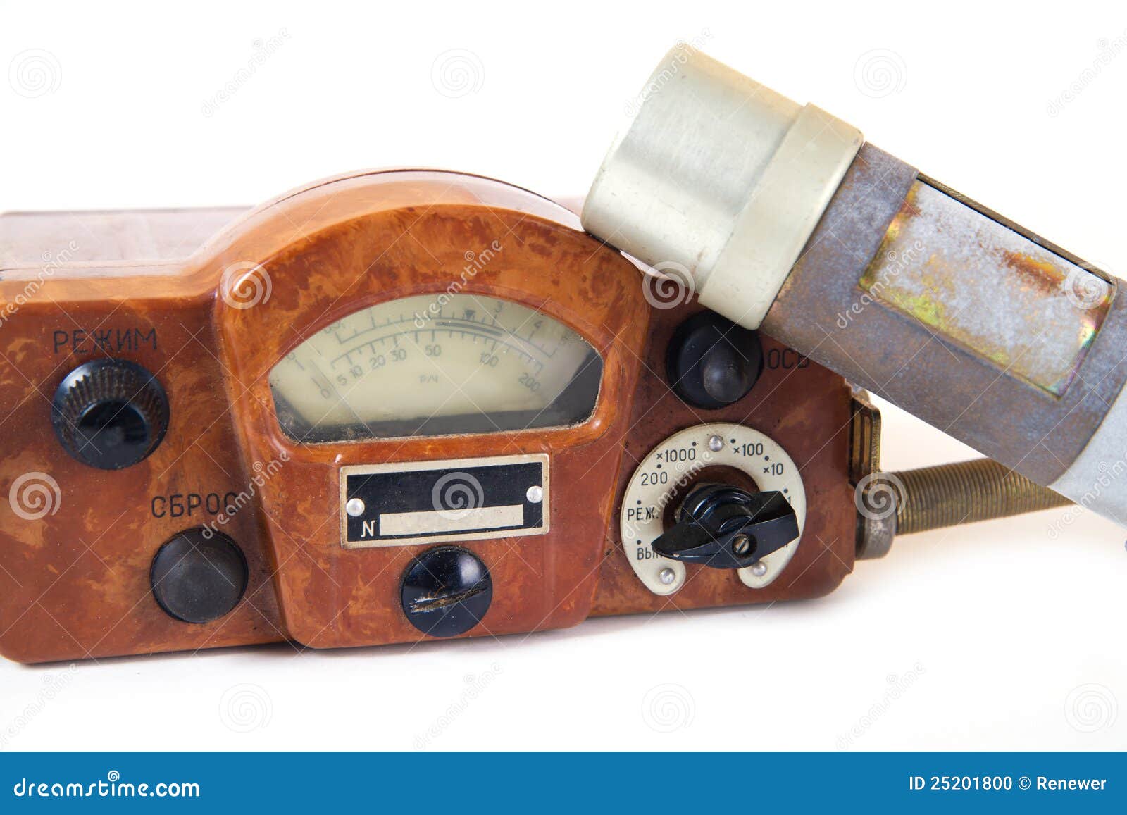 Isolated on White Old Geiger Counter. Stock Photo - Image of ...