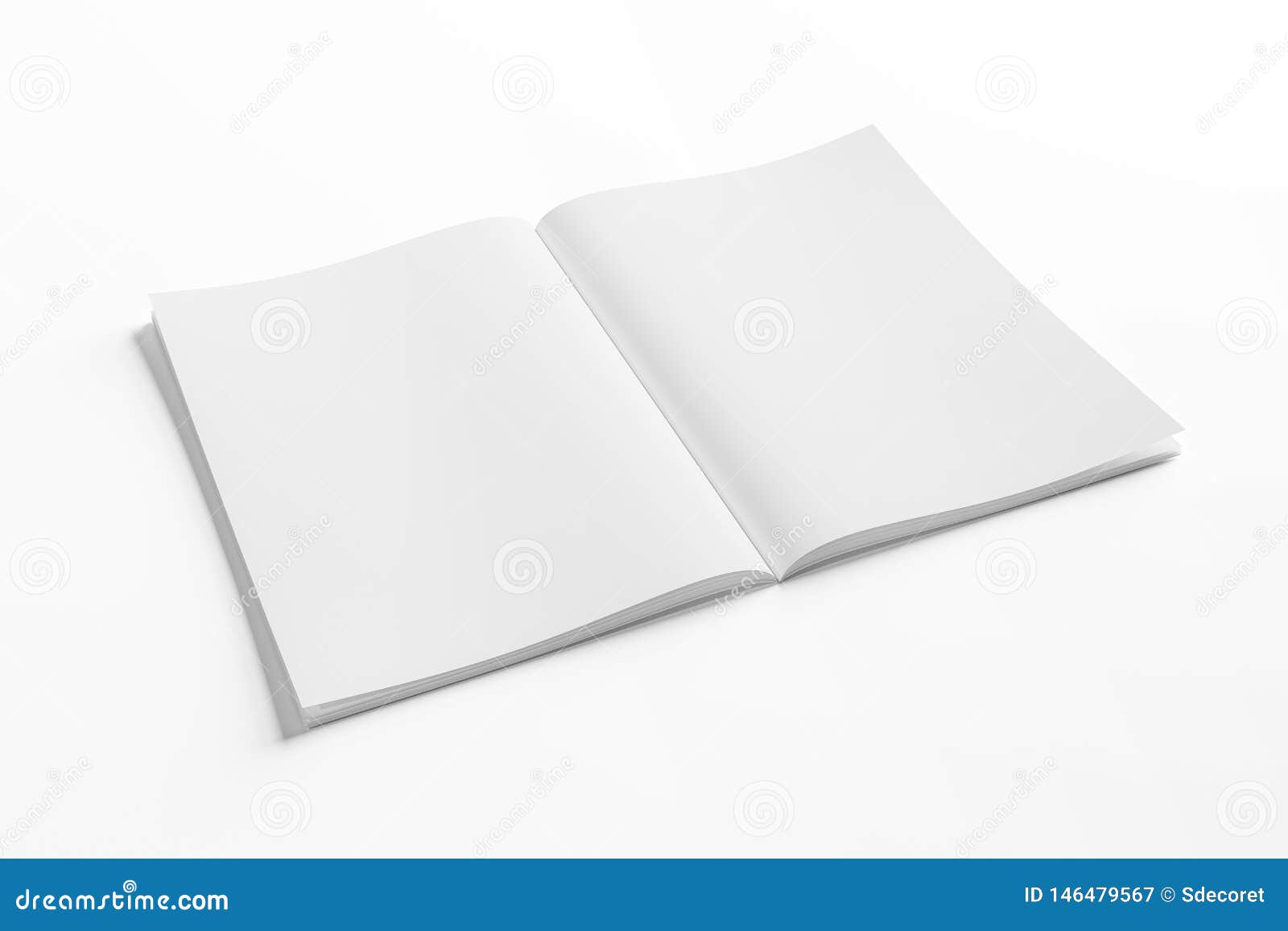 Isolated White Open Magazine Mockup on White 3D Rendering Stock ...