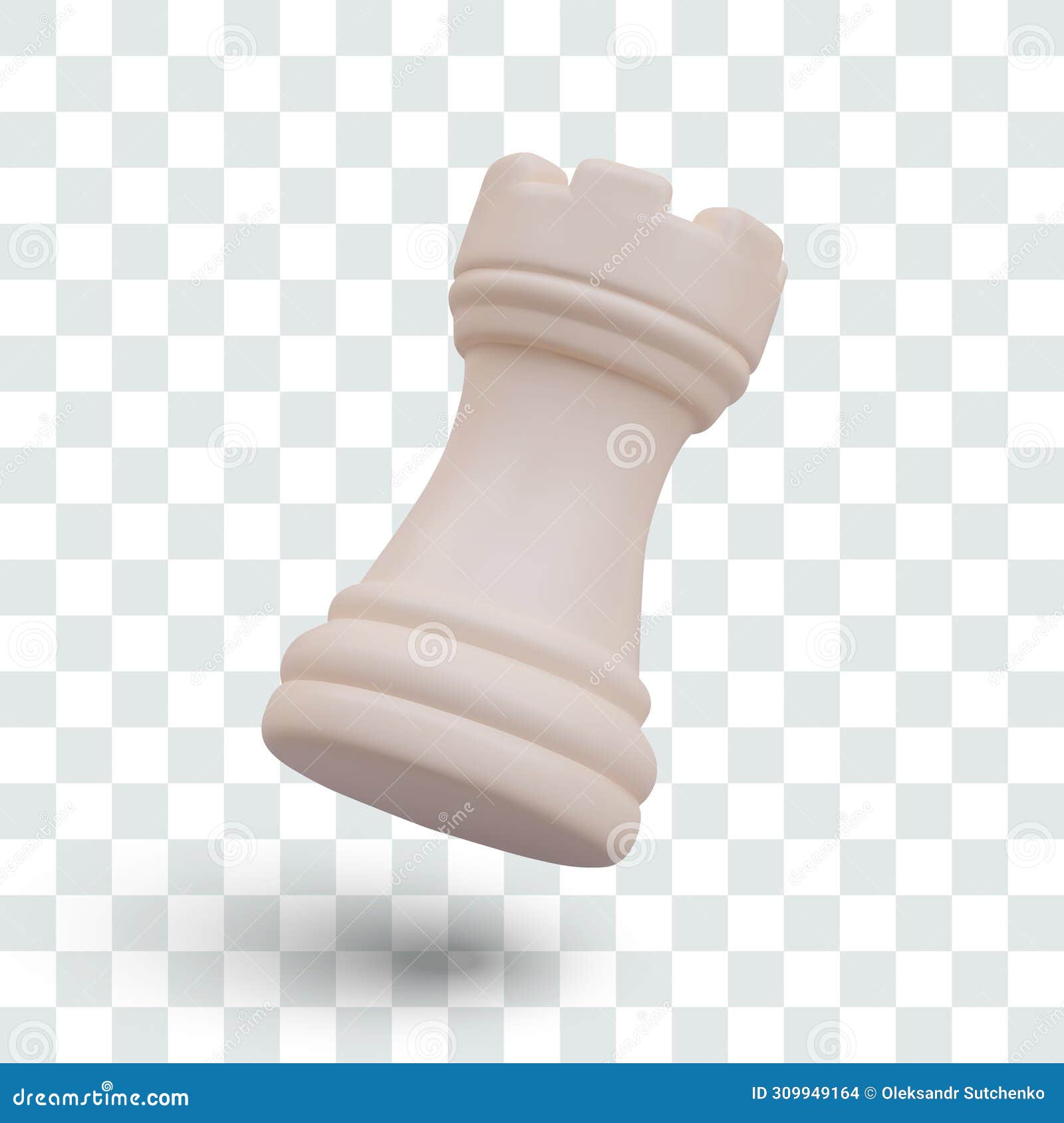 Isolated White Rook in 3D Style. Vector Chess Figure, Angle View Object ...