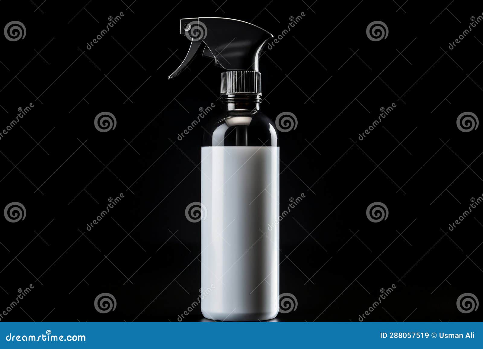 Isolated White Spray Bottle on Black Background. AI Stock Illustration ...