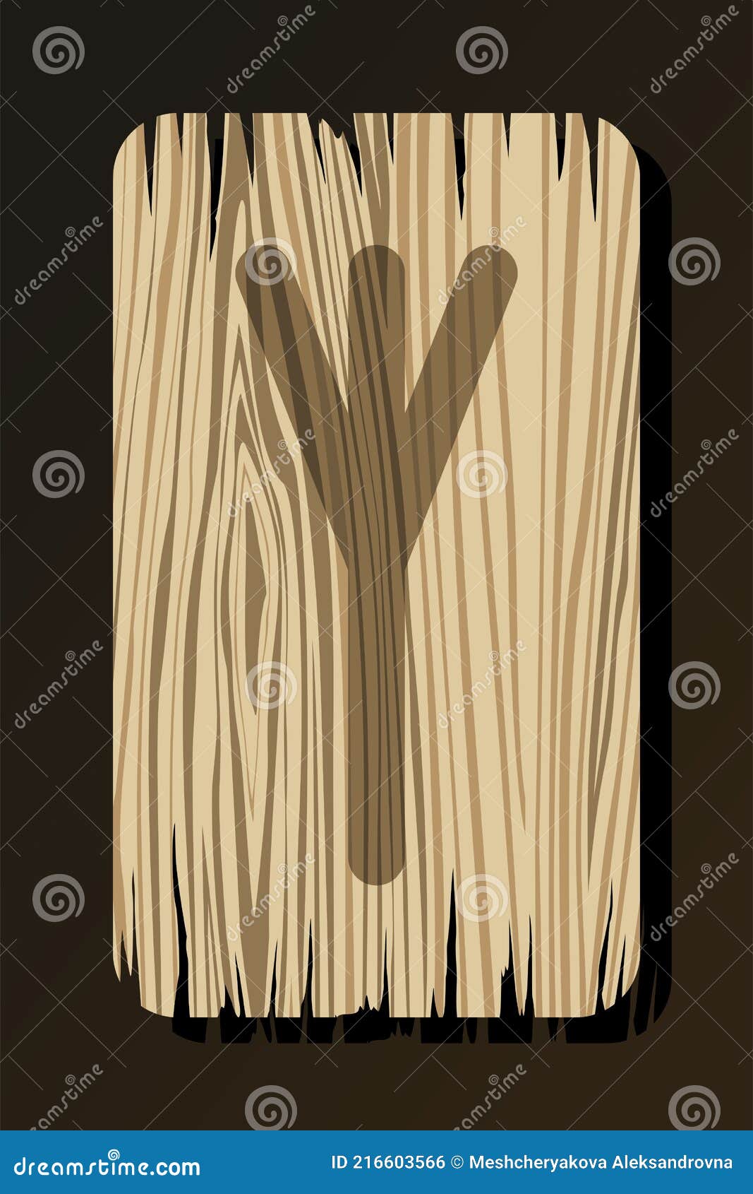 ISOLATED on WHITE WOODEN RUNE ALGIZ Stock Vector - Illustration of ...