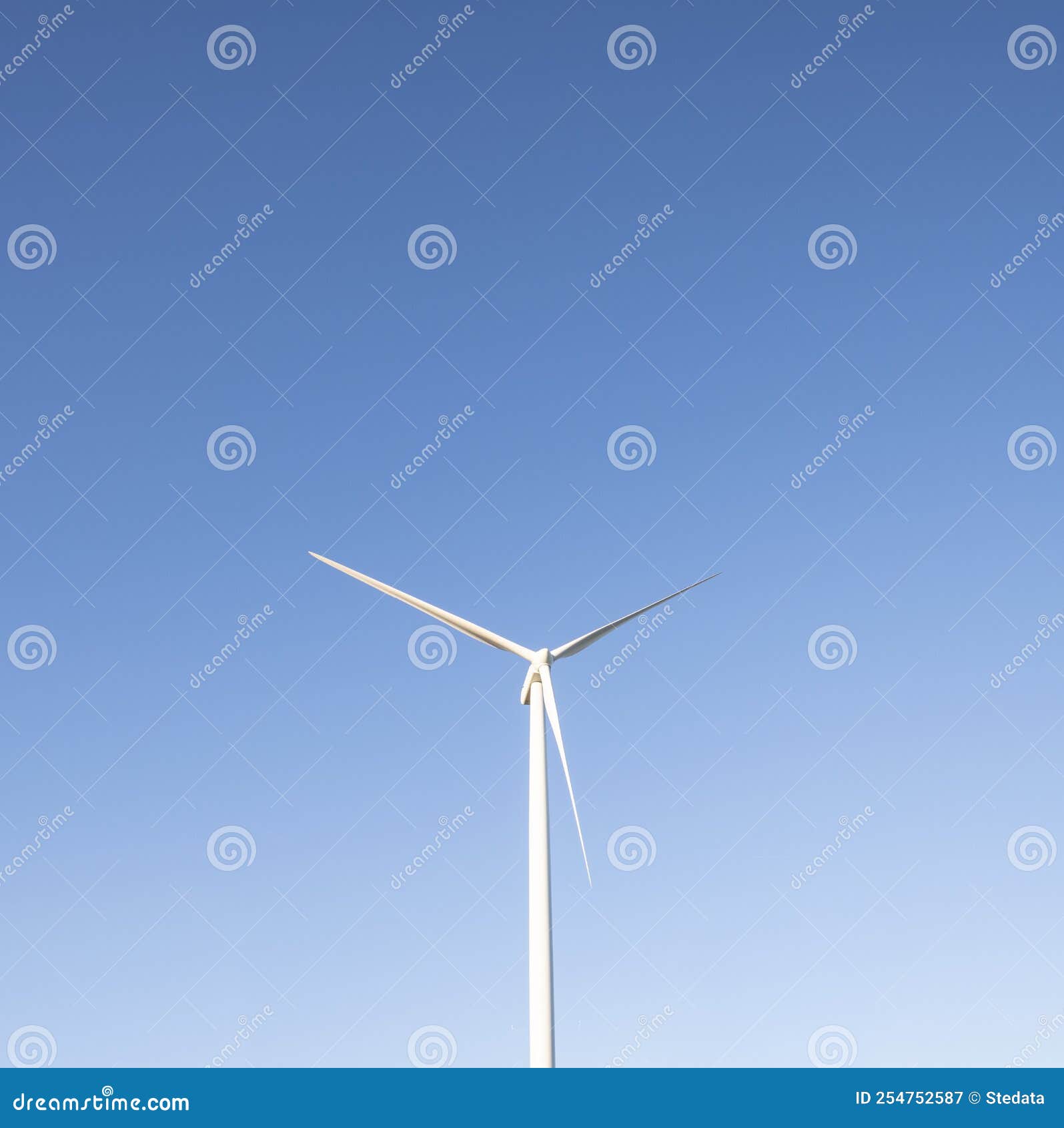 Isolated Wind Turbine Against Blue Skies Stock Image - Image of meadow ...