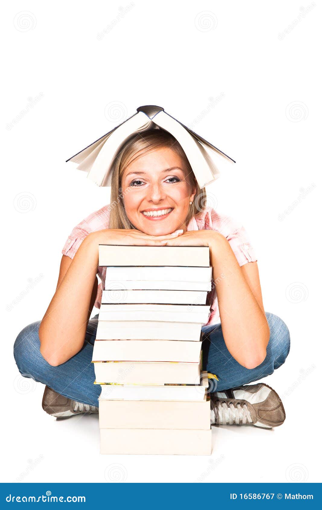 Isolated woman with books stock image. Image of college - 16586767