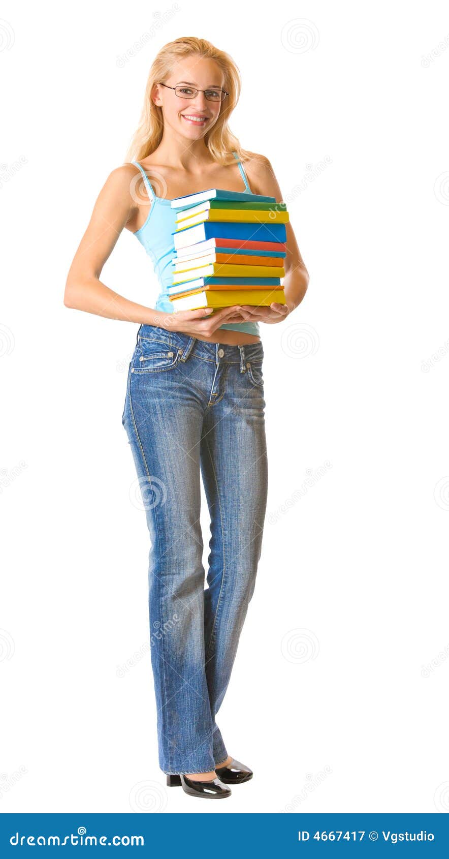 Isolated woman with books stock image. Image of lifestyle - 4667417