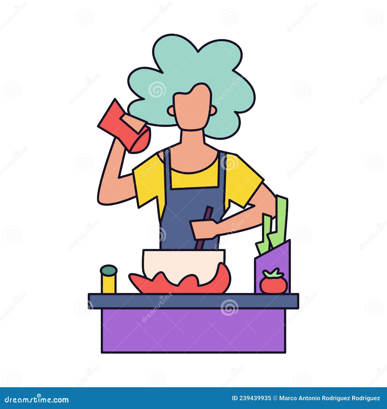 Isolated Woman Coocking Vector Illustration Stock Vector - Illustration ...