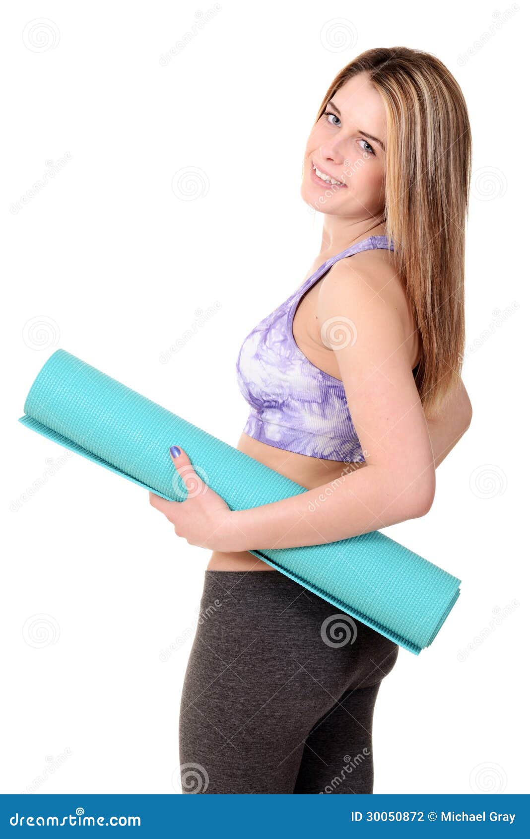 Woman Holding Foam Exercise Mat Stock Photo - Image of holding ...