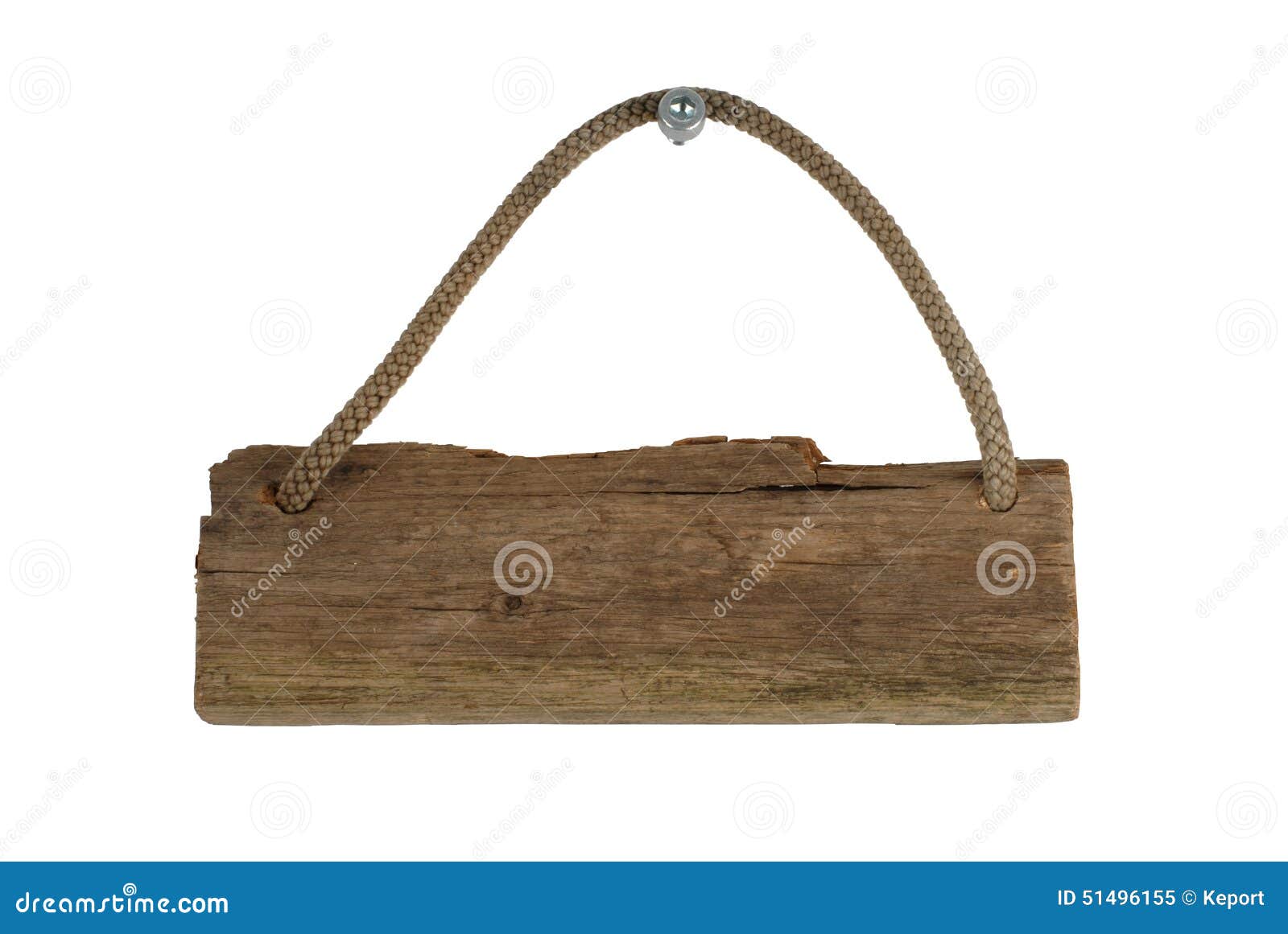 Isolated Wooden Board with Rope for Hanging Stock Image - Image of ...
