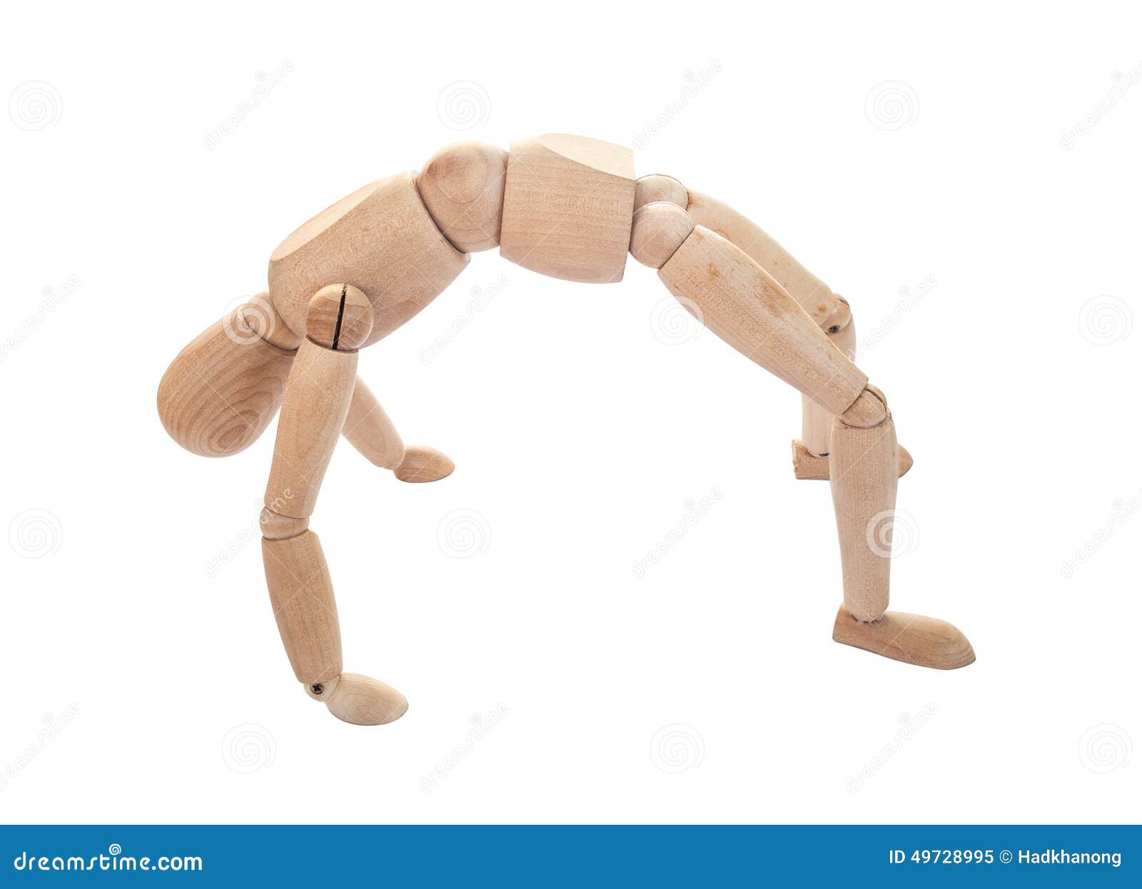 Isolated Wooden Figure on Back Bend Pose Stock Image - Image of model ...