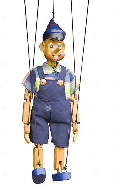 Isolated wooden puppet stock photo. Image of control, thread - 5350338