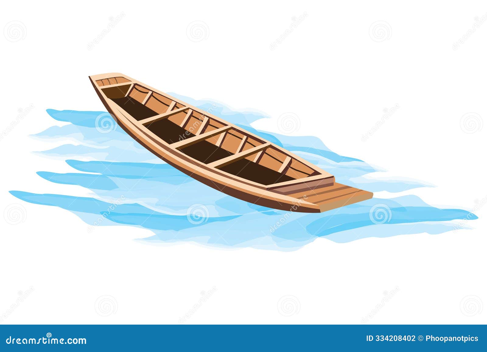 Isolated Wooden Sampan on White Background Vector Design Stock Vector ...