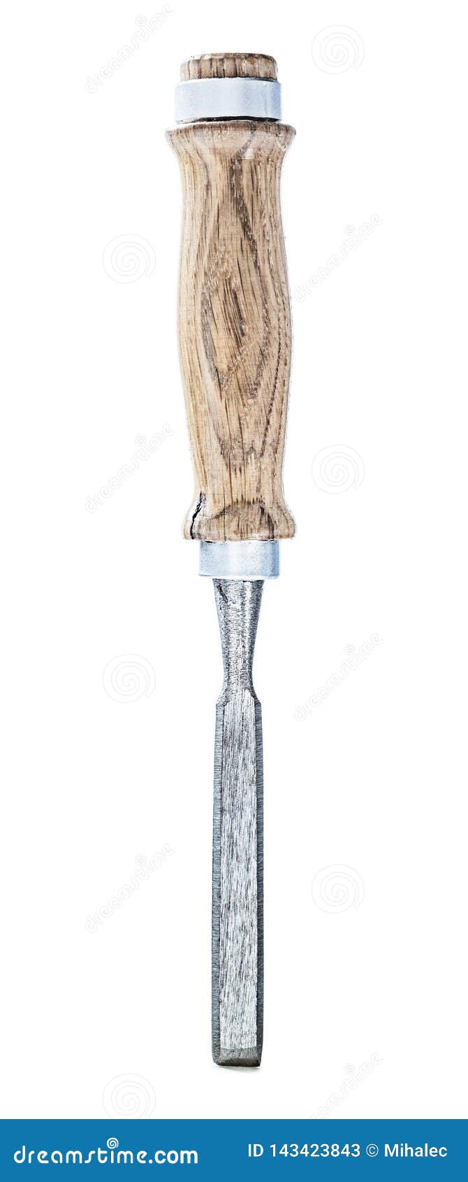 Isolated Woodworkers Tool Narrow Chisel with Wooden Handle Stock Image ...