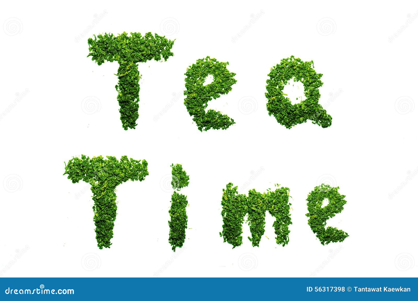 Isolated Words TEA TIME Spelled Out with Tea Leaf on White Background ...