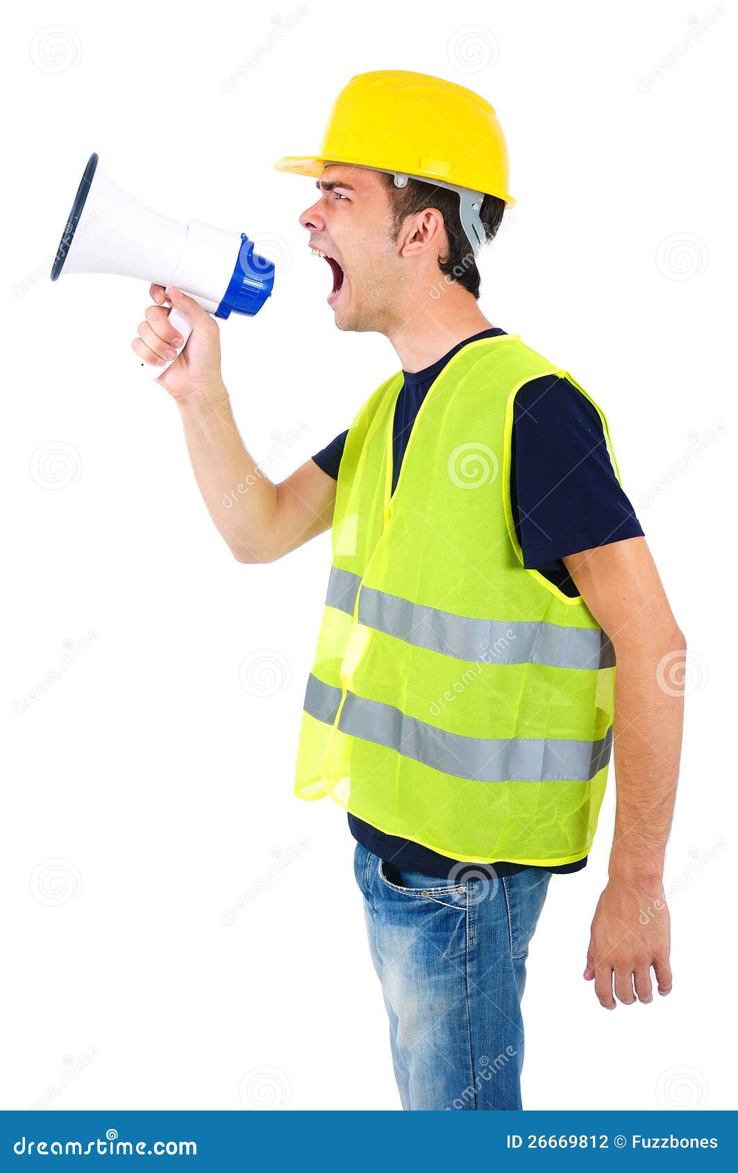 Isolated Worker with Helmet Stock Photo - Image of angry, contractor ...