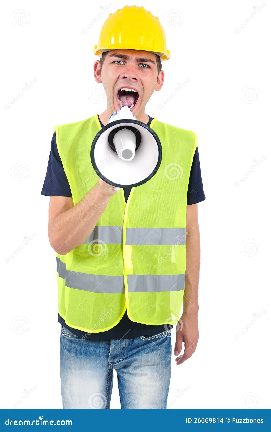 Isolated Worker with Helmet Stock Photo - Image of cutout, industrial ...