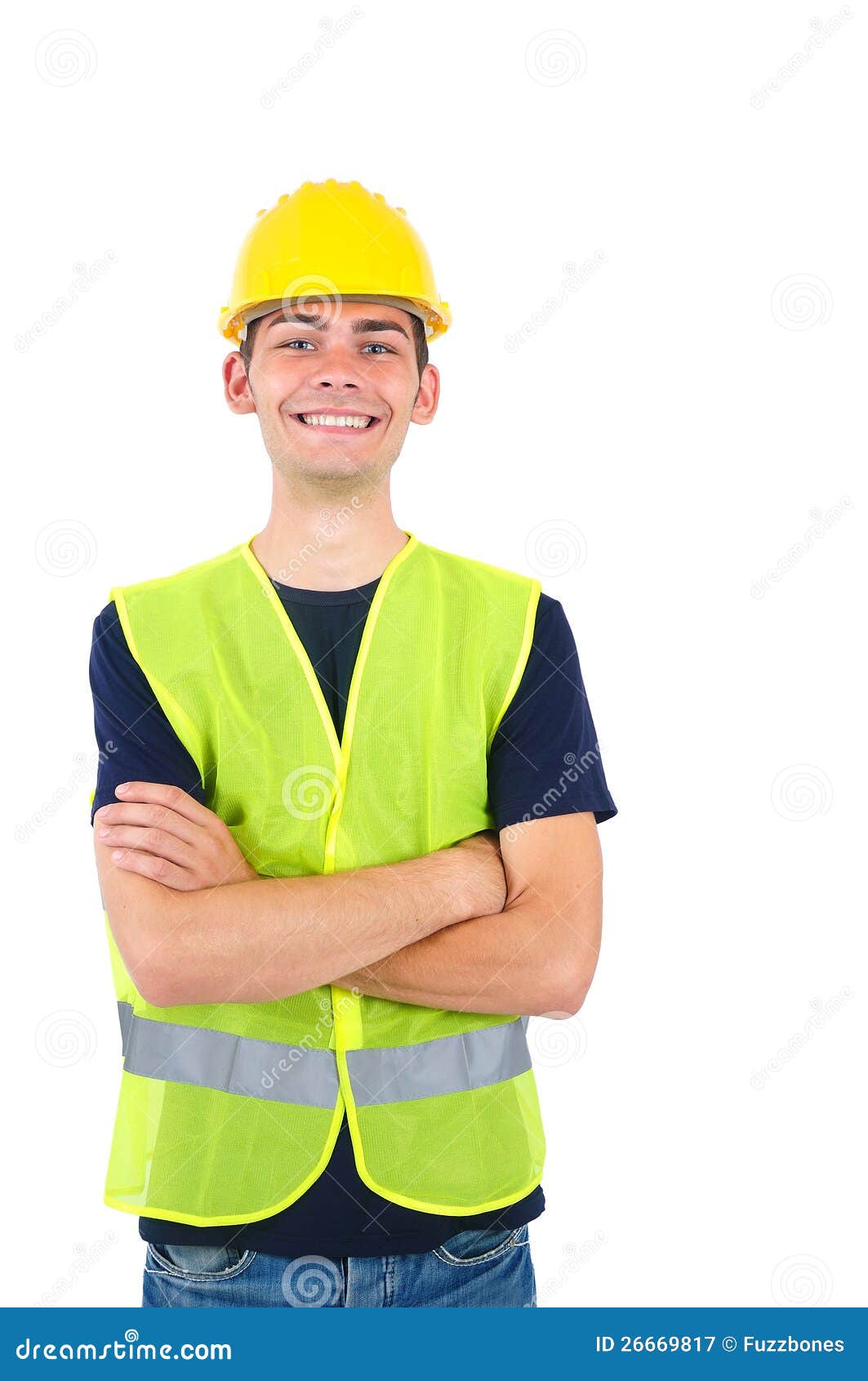 Isolated Worker with Helmet Stock Image - Image of industrial, jeans ...