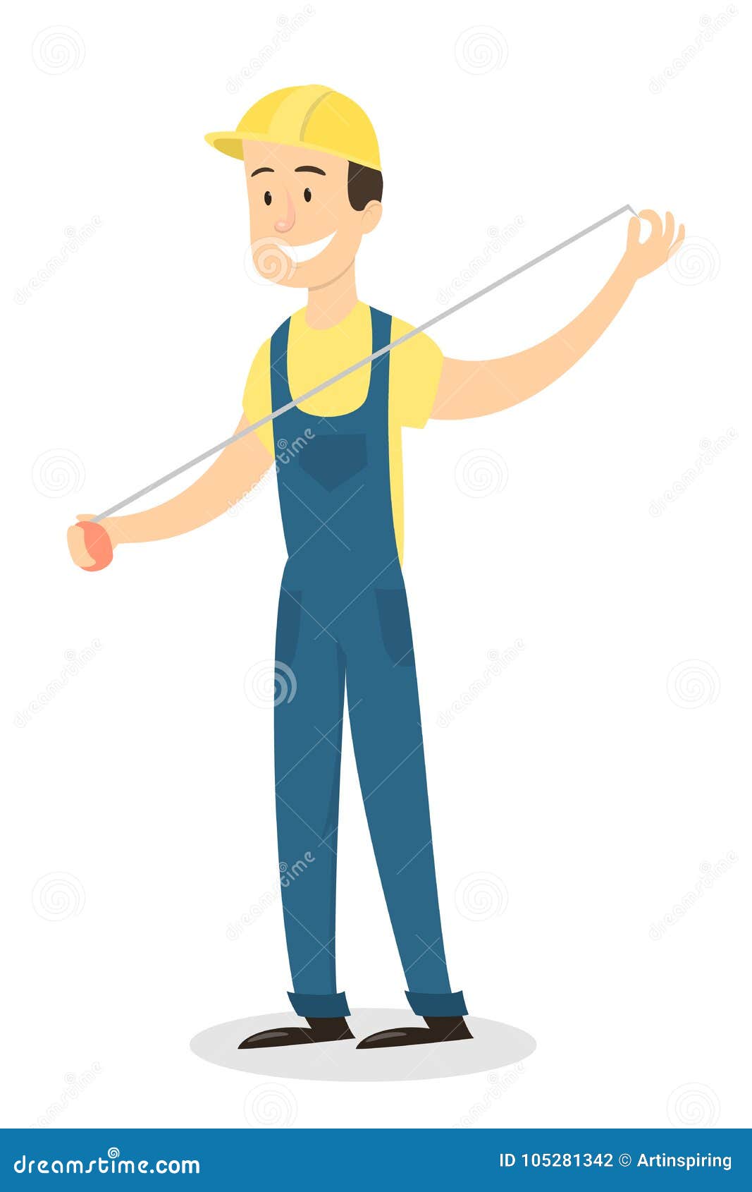 Isolated worker measuring. stock vector. Illustration of industrial ...