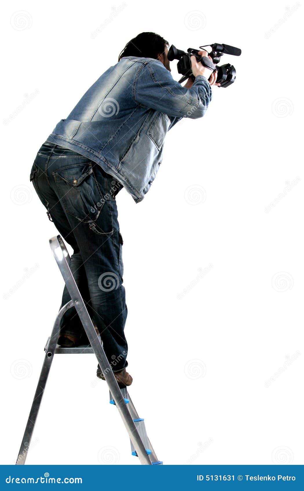 Isolated working cameraman stock image. Image of filming - 5131631