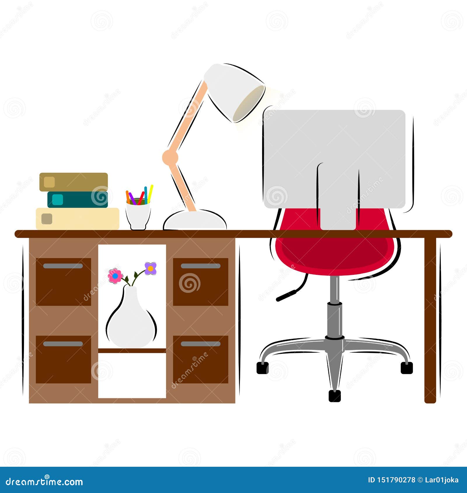 Isolated workstation image stock vector. Illustration of chair - 151790278