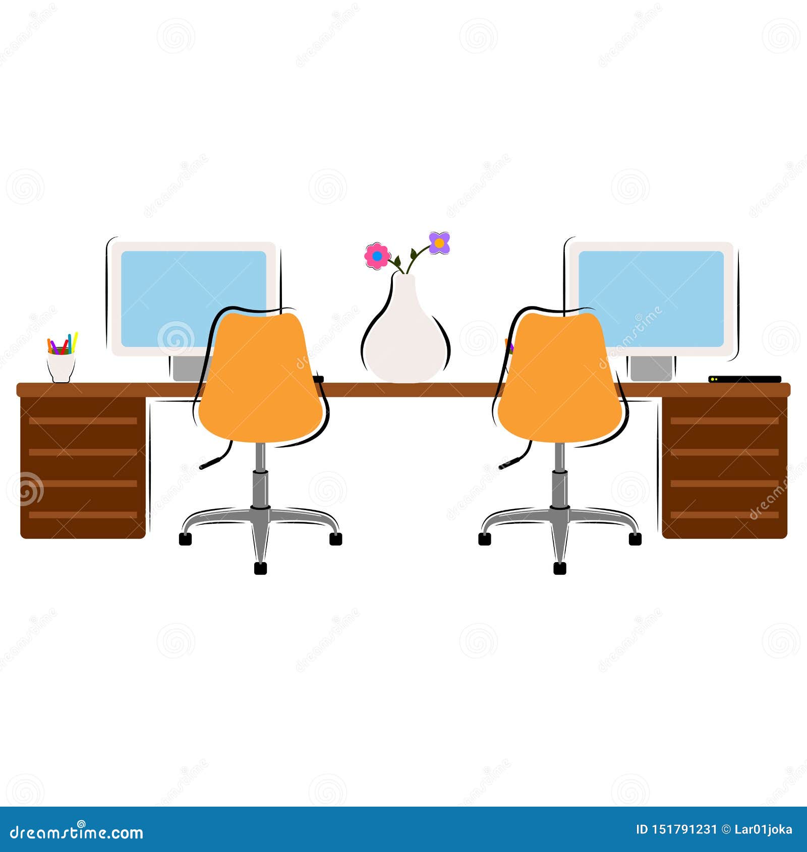 Isolated workstation image stock vector. Illustration of interior ...