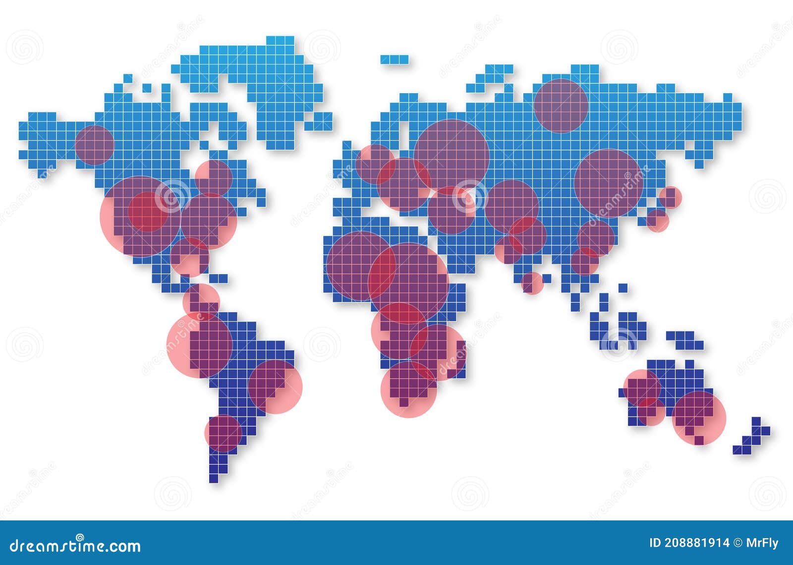 Isolated World Map Made Out of Pixels Concept Vector Illustration Stock ...