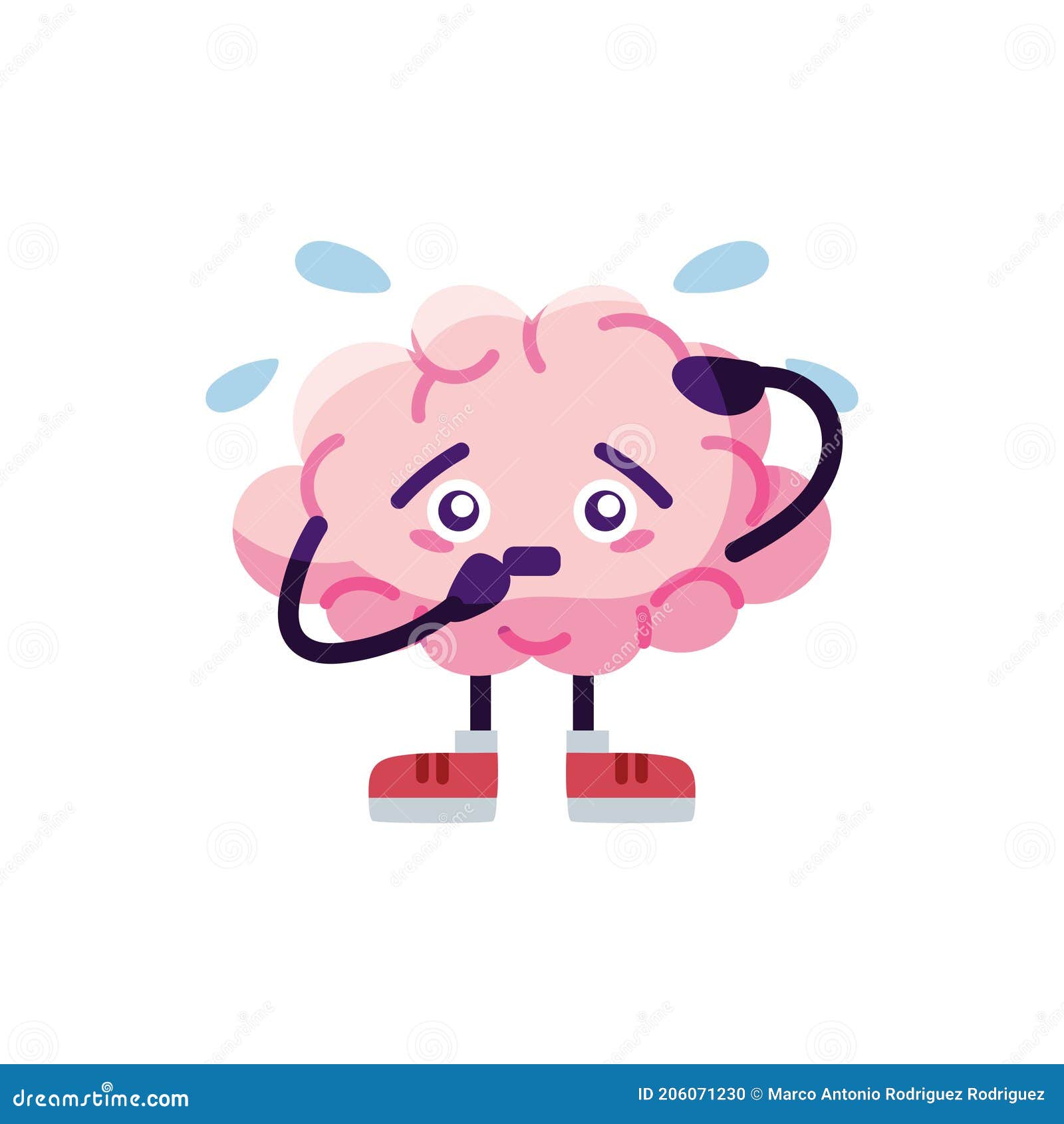 Isolated Worried Brian Cartoon Stock Vector - Illustration of concept ...