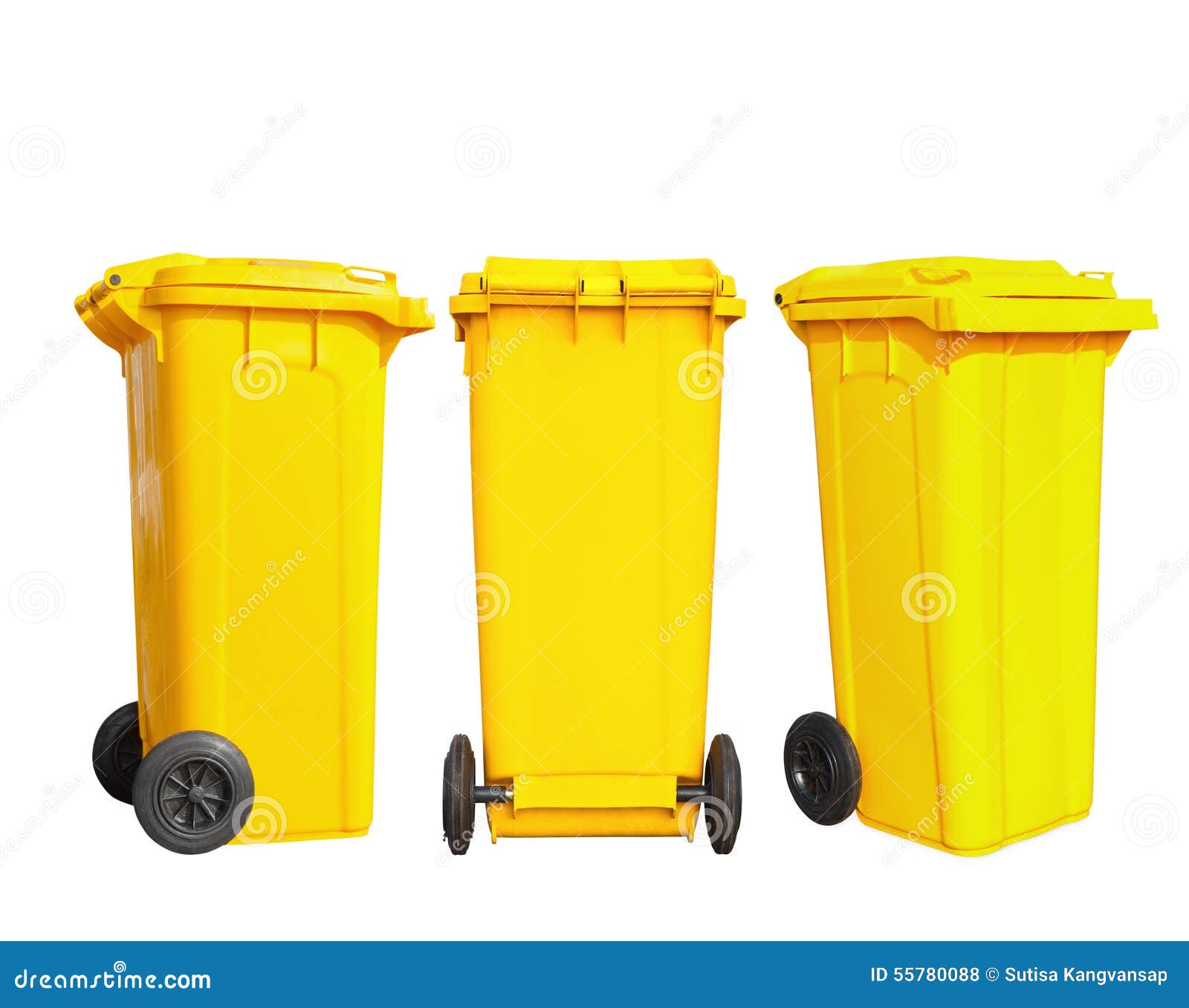 Isolated Yellow Garbage Bin Stock Photo - Image of path, container ...