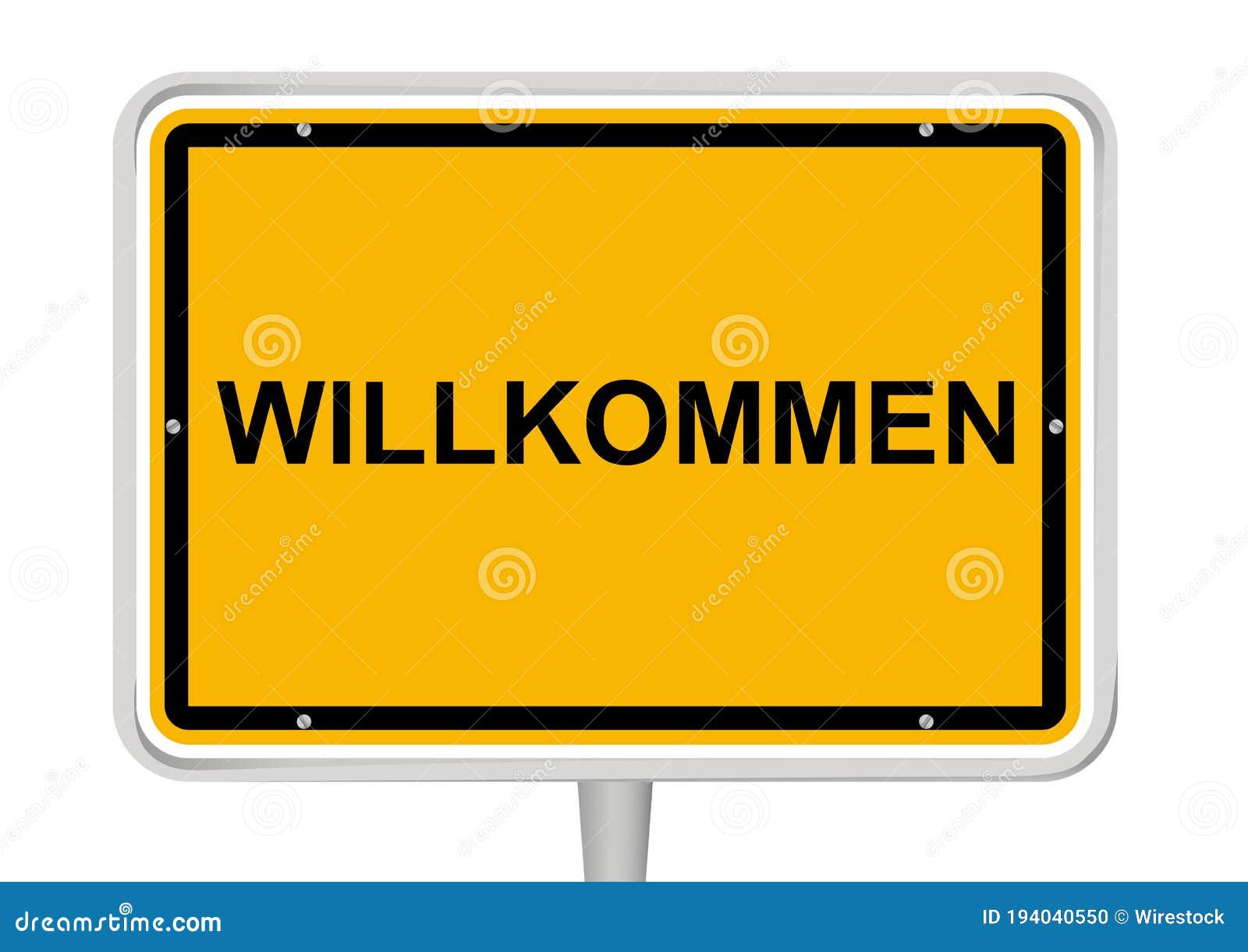 Isolated Yellow German Welcome Sign Stock Illustration - Illustration ...