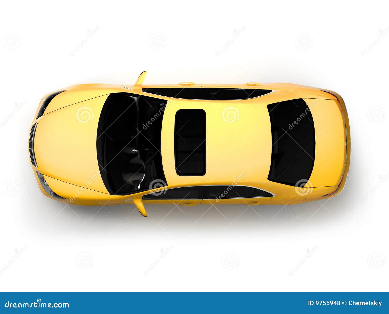 Isolated Yellow Modern Car Top View Stock Illustration - Image: 9755948