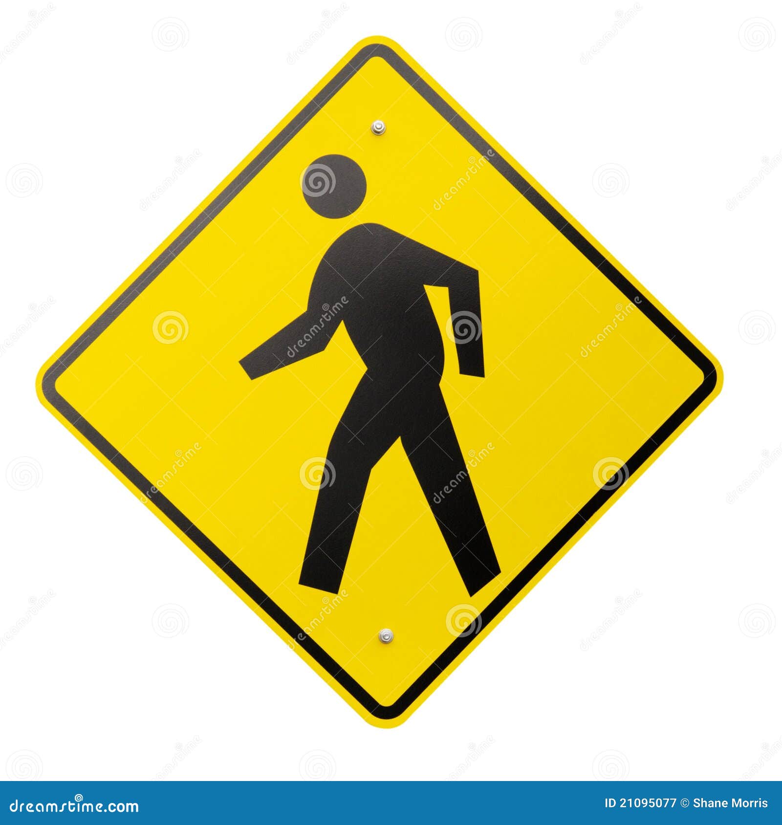 Isolated Yellow Pedestrian Warning or Safety Sign Stock Image - Image ...