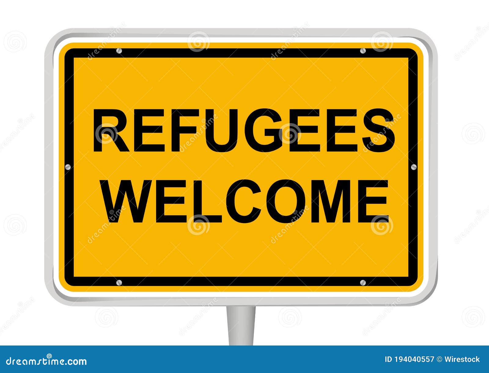 Isolated Yellow Sign with Text Refugees Welcome`` Stock Illustration ...