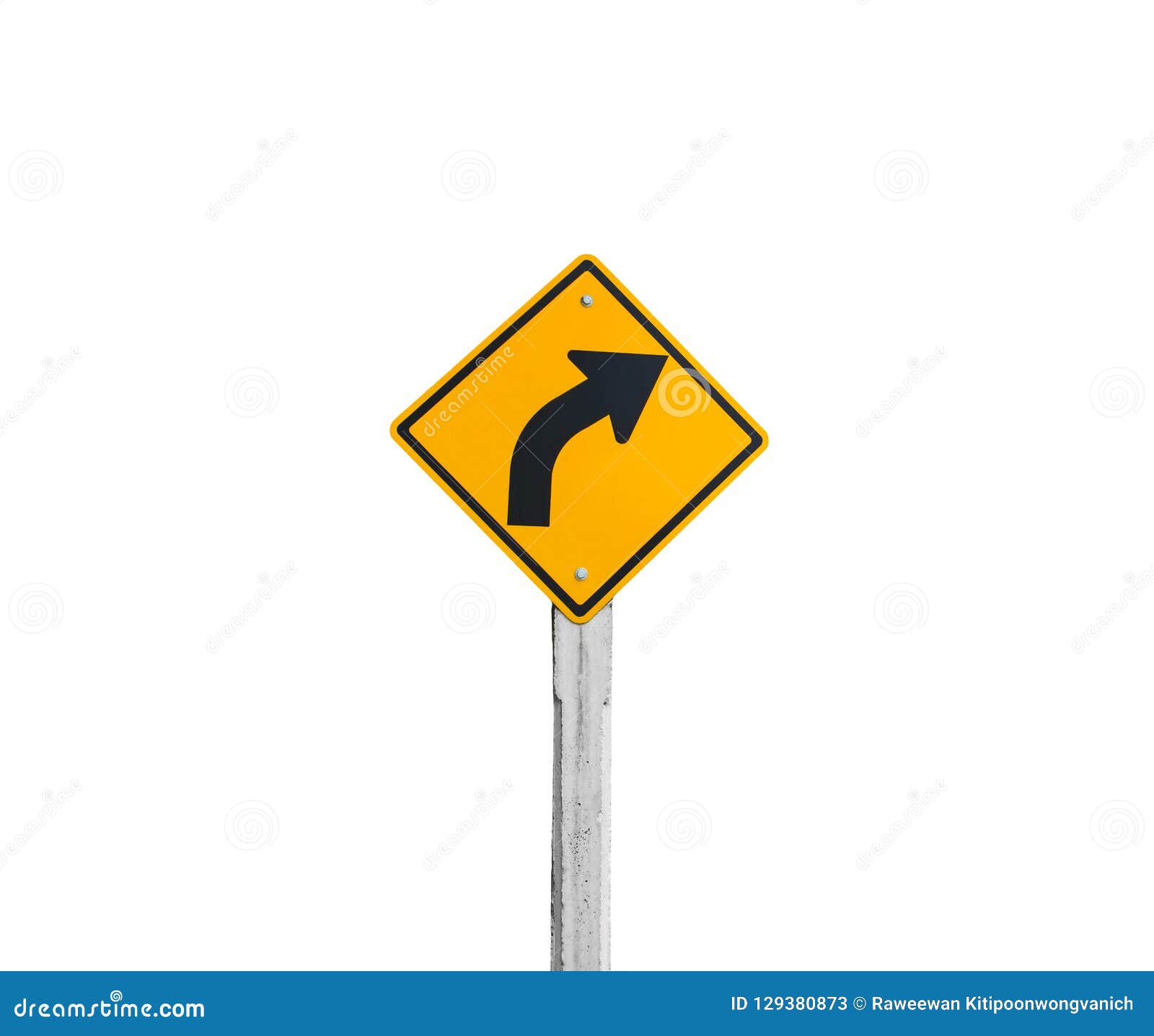 Isolated Yellow Turn Right Sign Stock Illustration - Illustration of ...